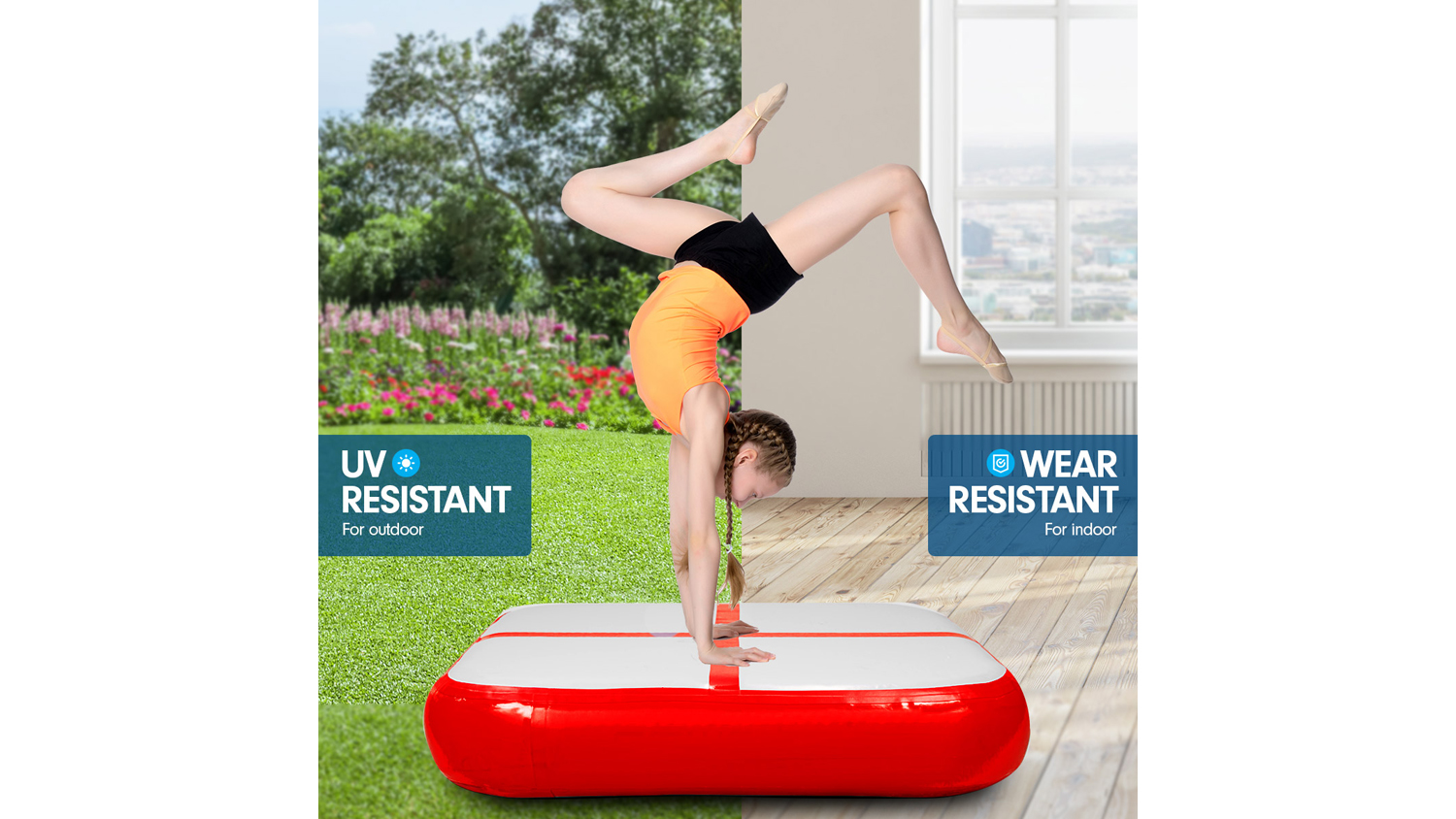 Powertrain 1m Airtrack Block Inflatable Gymnastics Mat - Red | Harvey ...