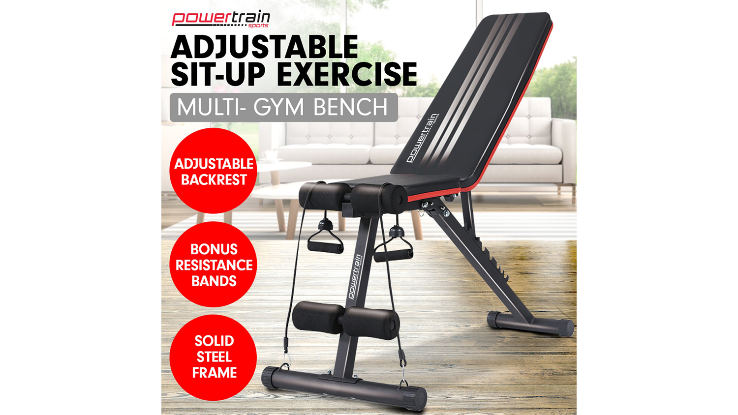 Powertrain Incline/Decline Adjustable Exercise Gym Bench | Harvey ...