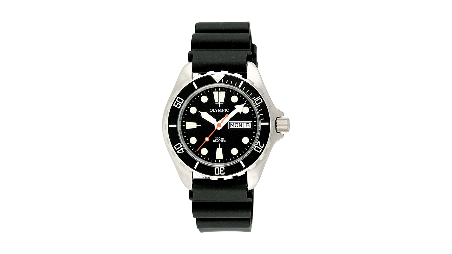Olympic Classic Dive Gents Watch 40mm - Stainless Steel with Black PU ...