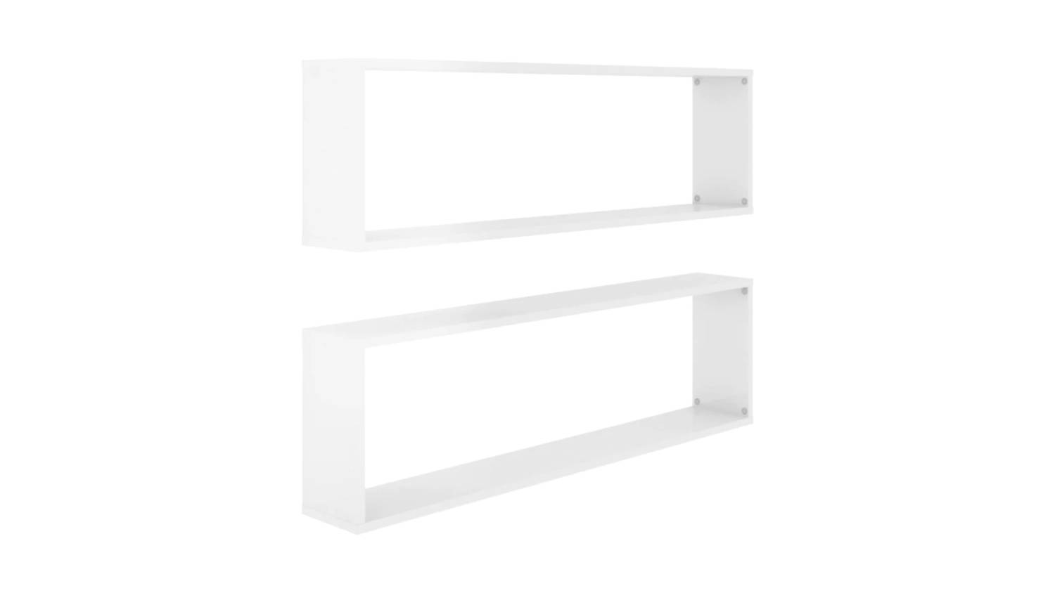NNEVL Wall Shelves Floating Rectangle 2pcs. 100 x 15 x 30 - Gloss White ...