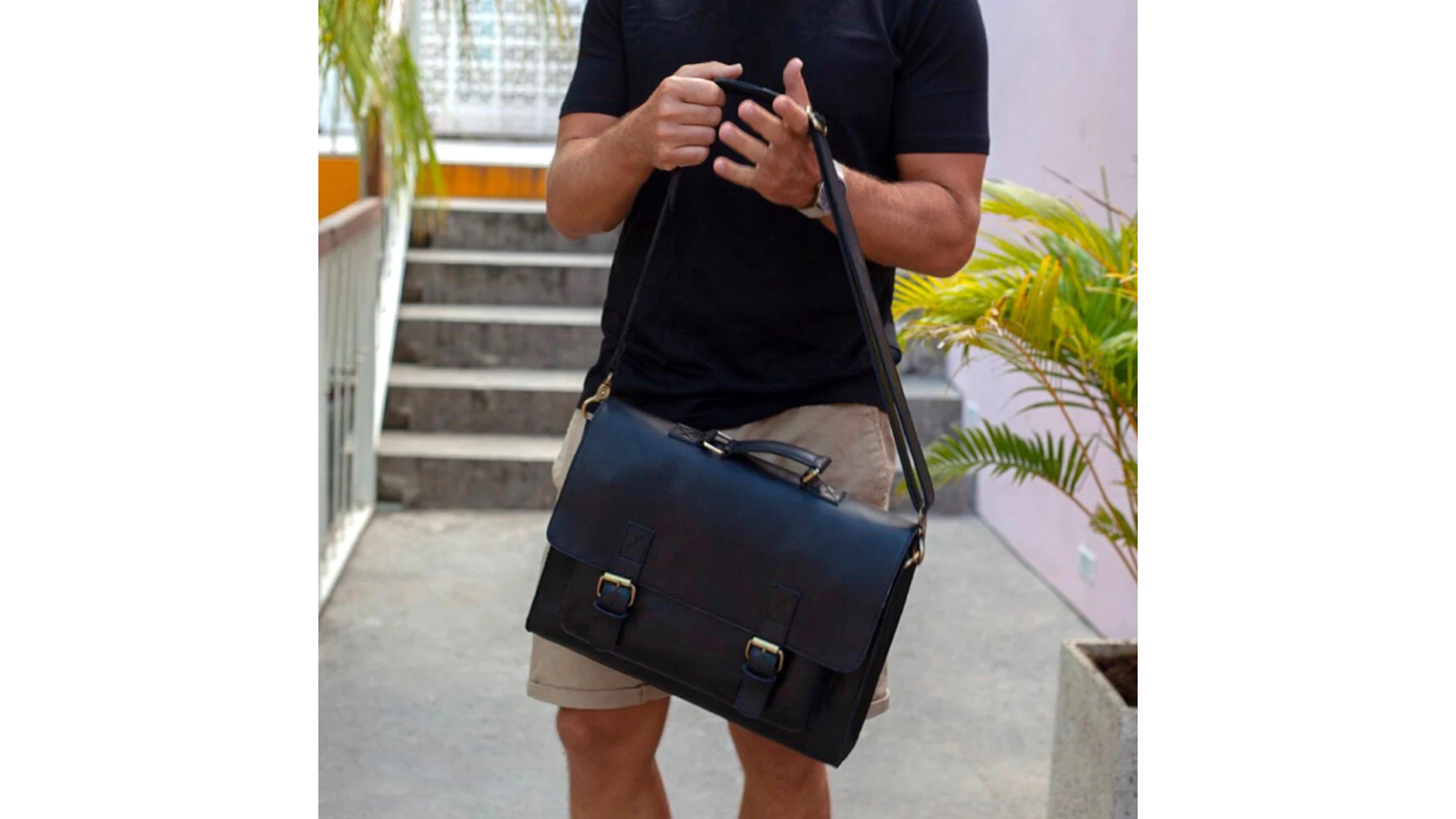 Duffle&Co "Daniel" Satchel Bag - Black | Harvey Norman New Zealand