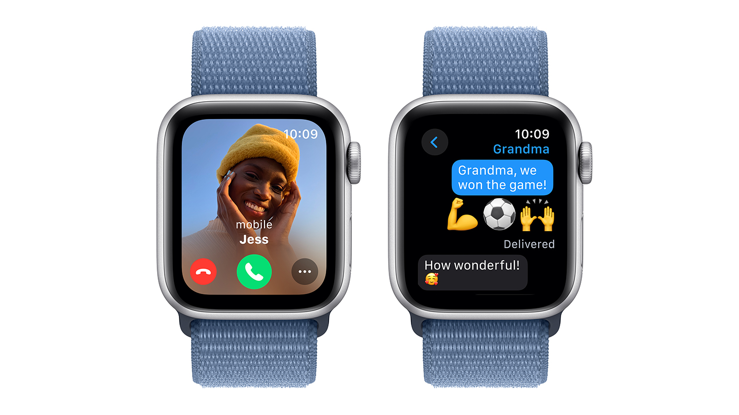 Apple Watch SE - Silver Aluminium Case with Winter Blue Sport Loop ...