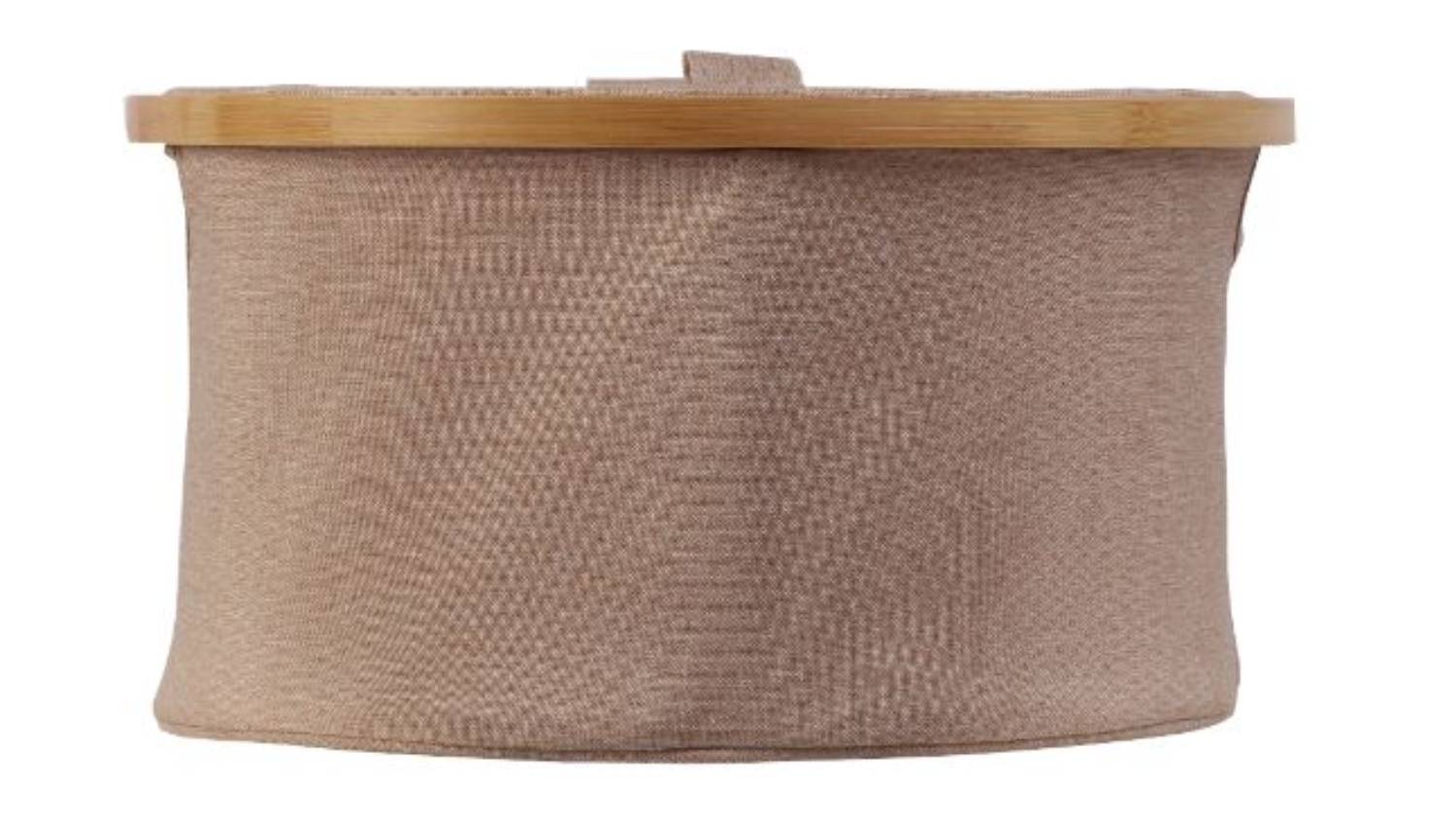 Sherwood Linen & Bamboo Round Low-Profile Laundry Hamper with Cover ...