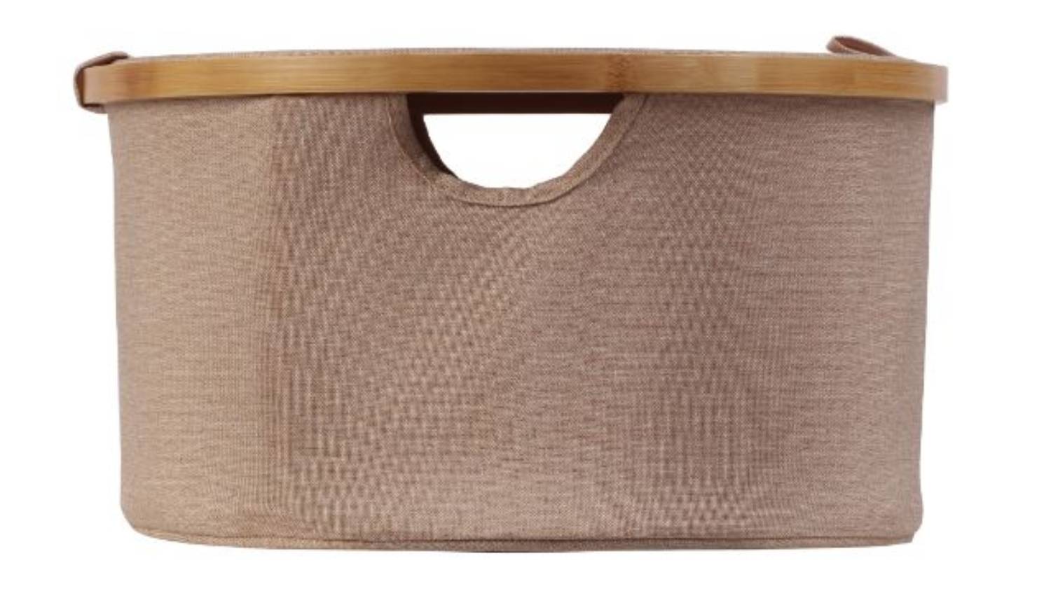 Sherwood Linen & Bamboo Round Low-Profile Laundry Hamper with Cover ...