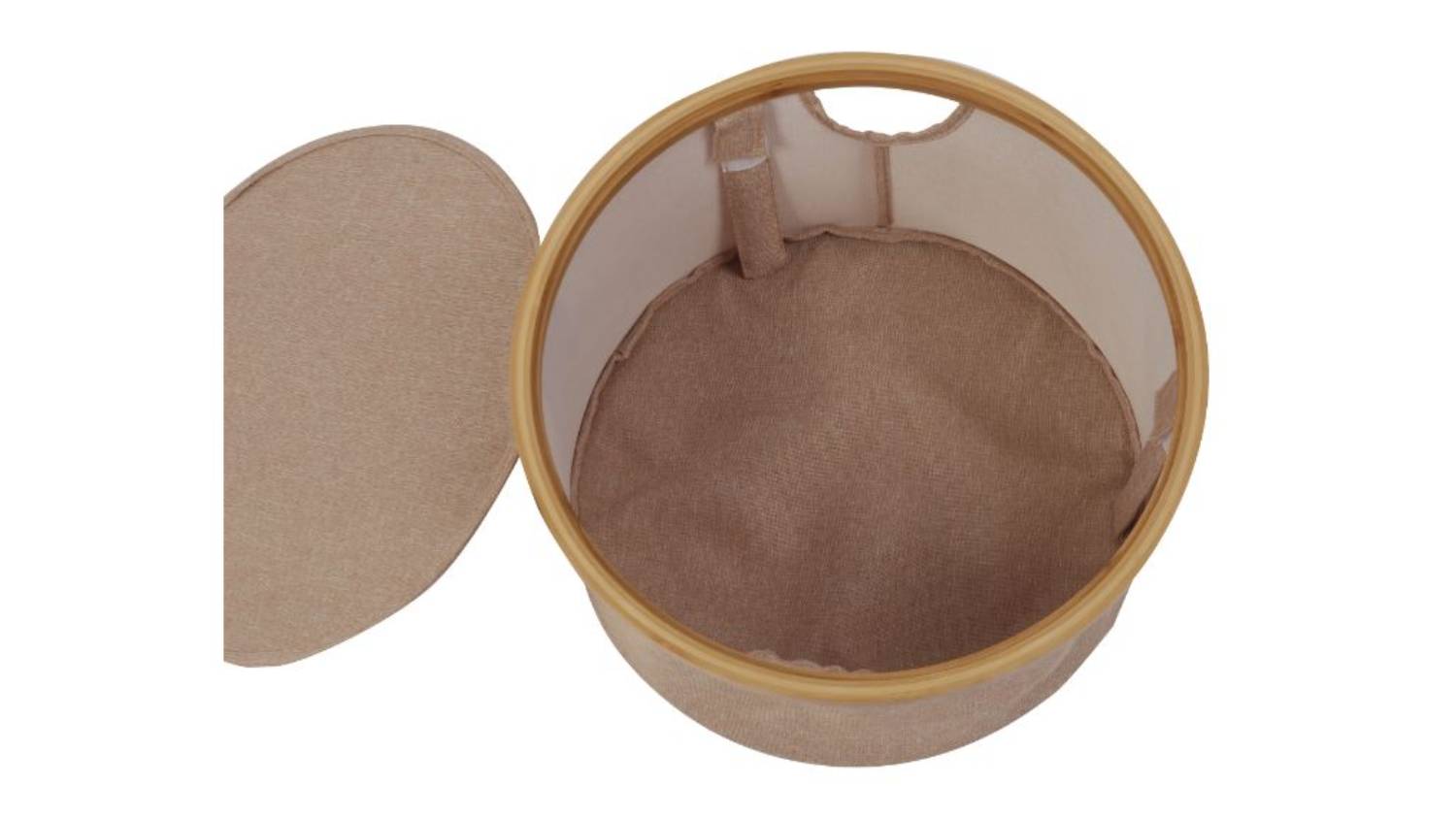 Sherwood Linen & Bamboo Round Low-Profile Laundry Hamper with Cover ...