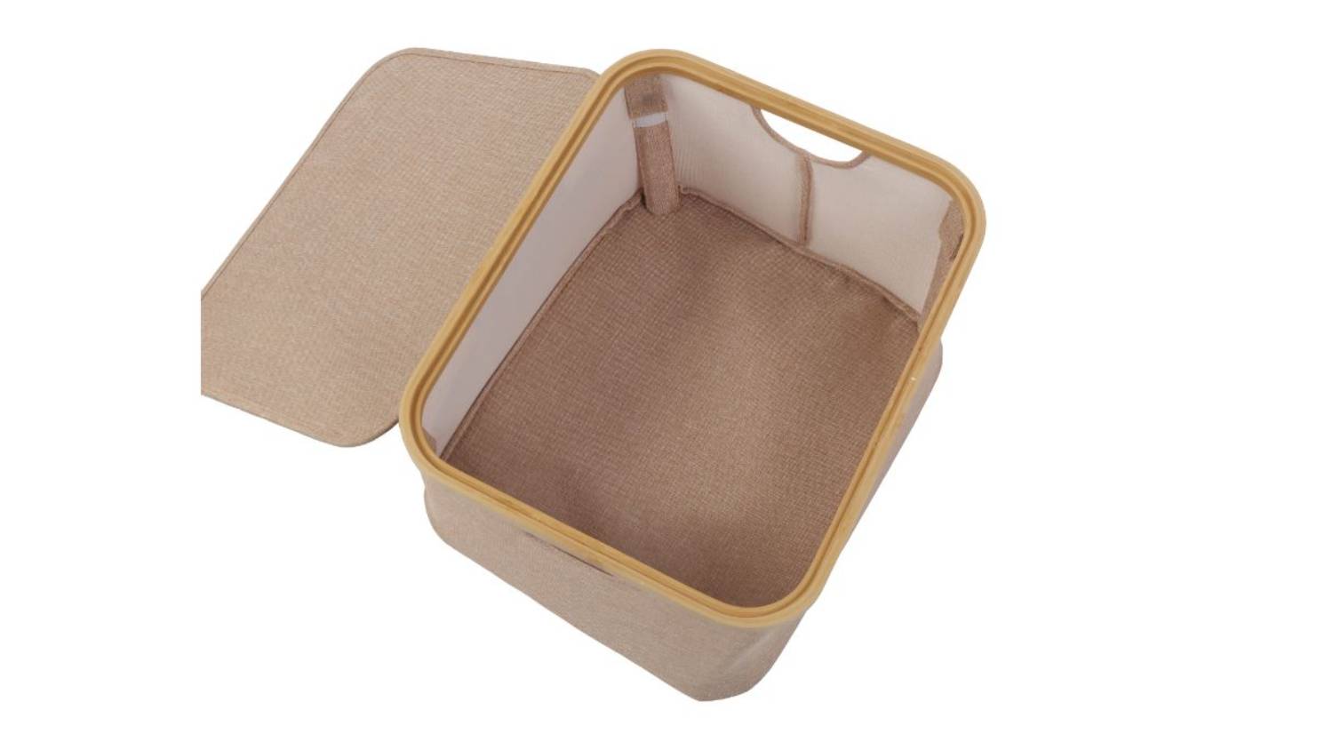 Sherwood Linen & Bamboo Rectangular Low-Profile Laundry Hamper with ...