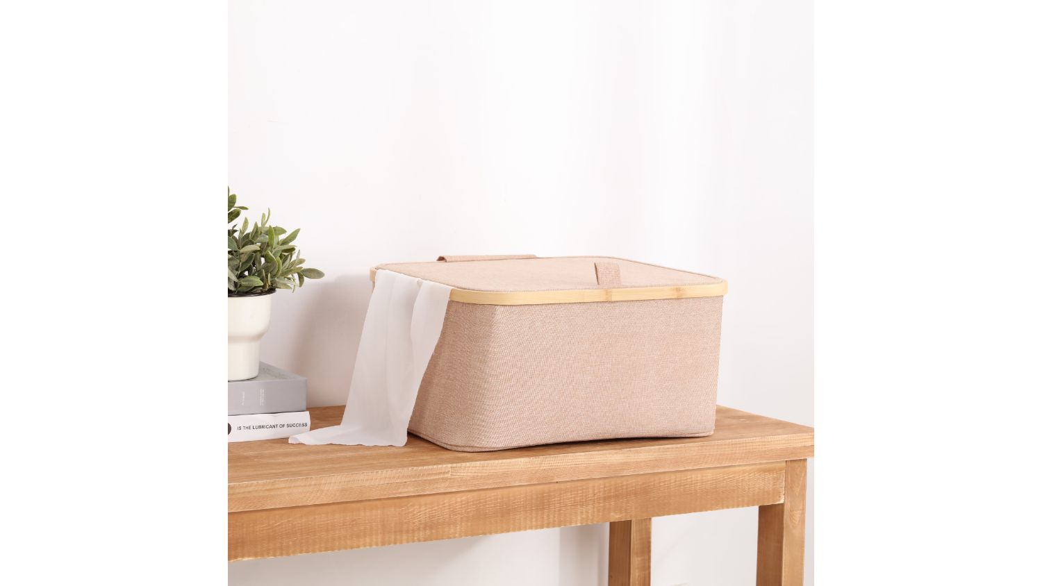 Sherwood Linen & Bamboo Rectangular Low-Profile Laundry Hamper with ...