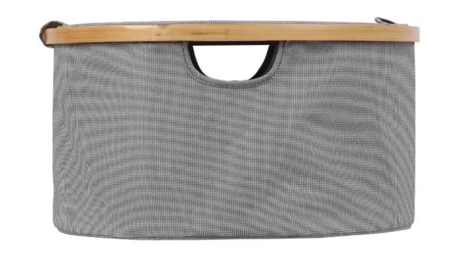 Sherwood Linen & Bamboo Round Low Profile Laundry Hamper with Cover ...