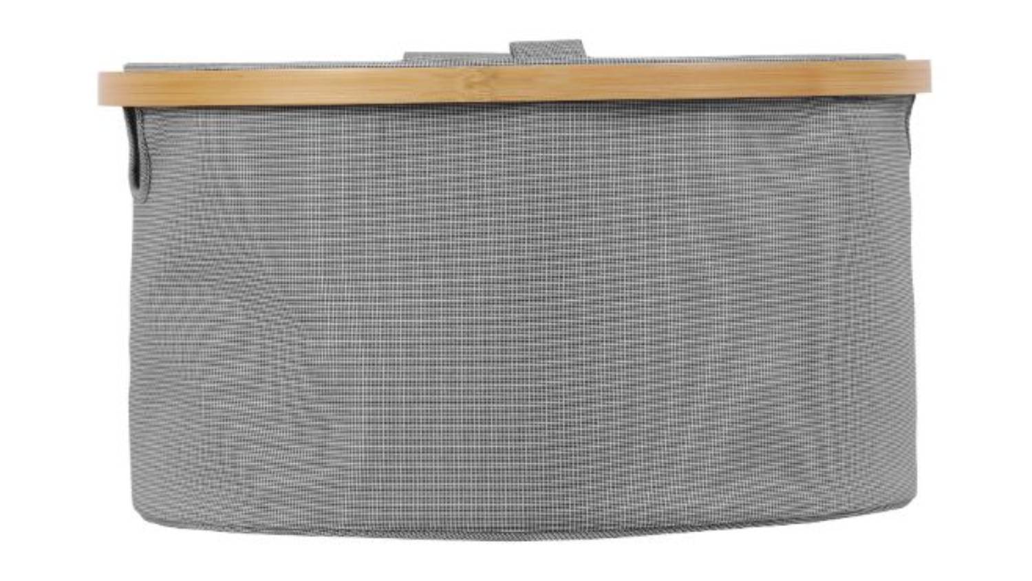 Sherwood Linen & Bamboo Round Low Profile Laundry Hamper with Cover ...