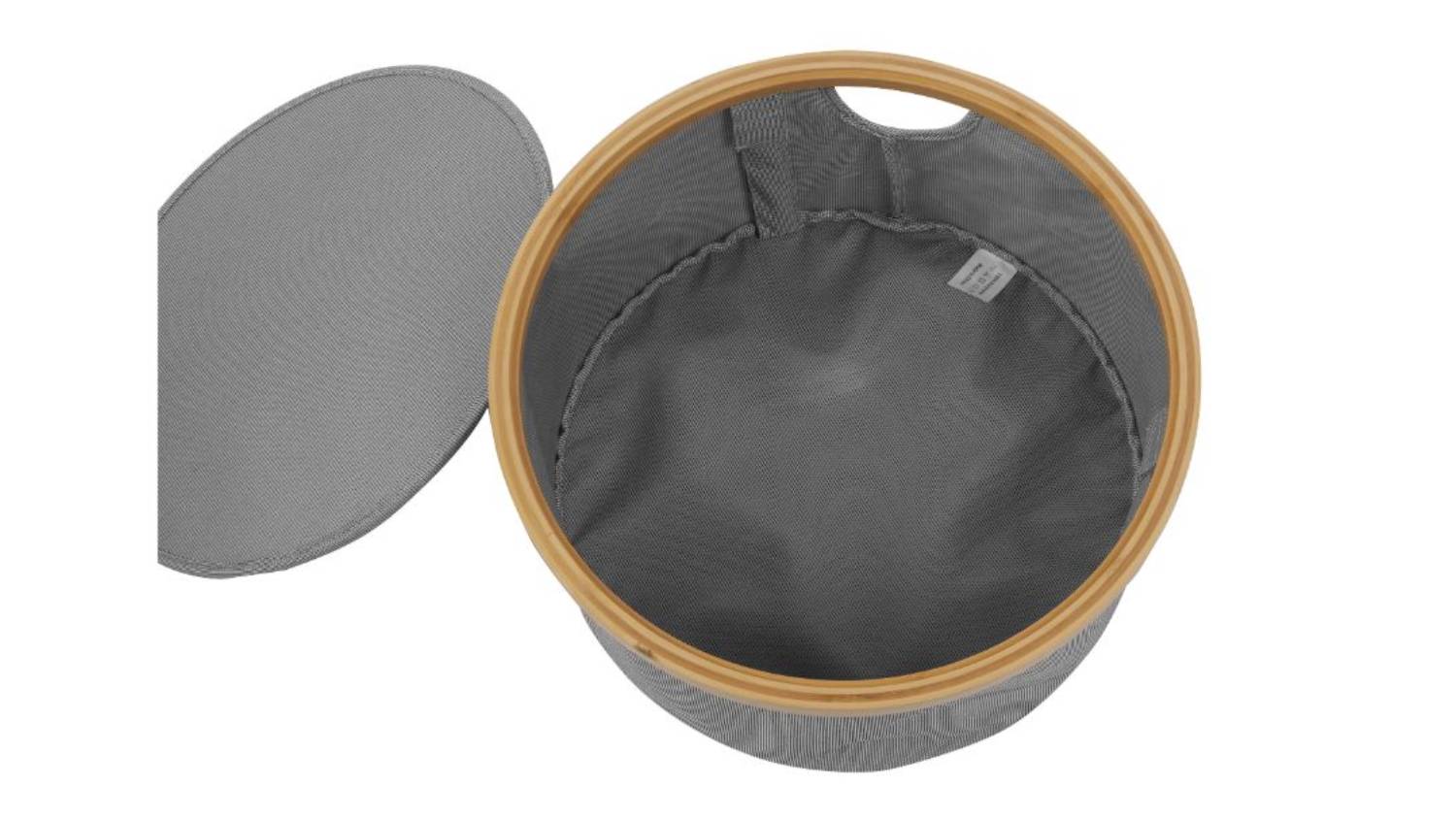 Sherwood Linen & Bamboo Round Low Profile Laundry Hamper with Cover ...