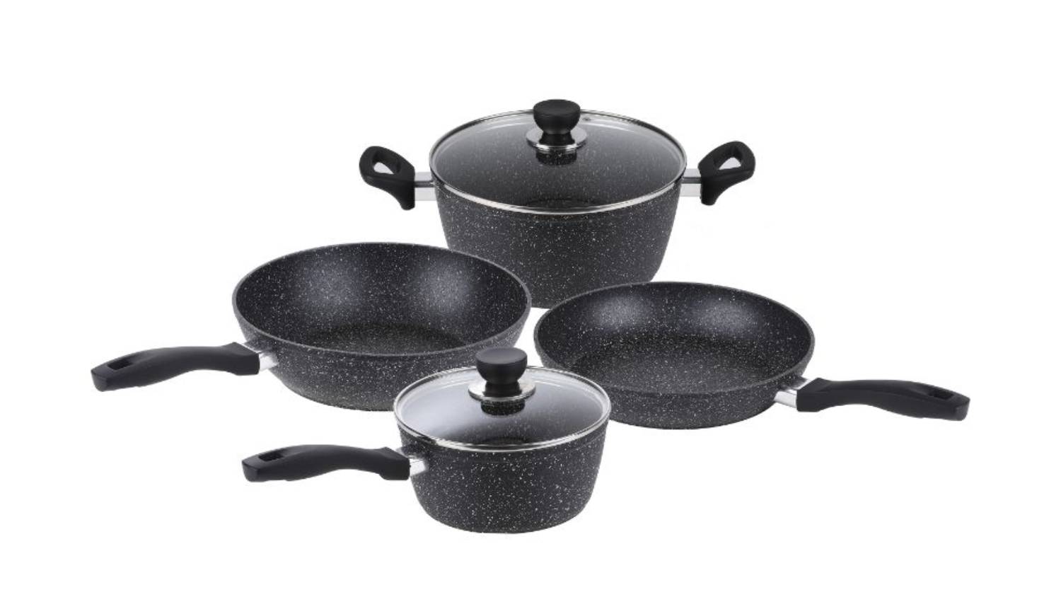 Gourmet Kitchen Marble Non-Stick Stone Coated Cookware Set 6pcs ...