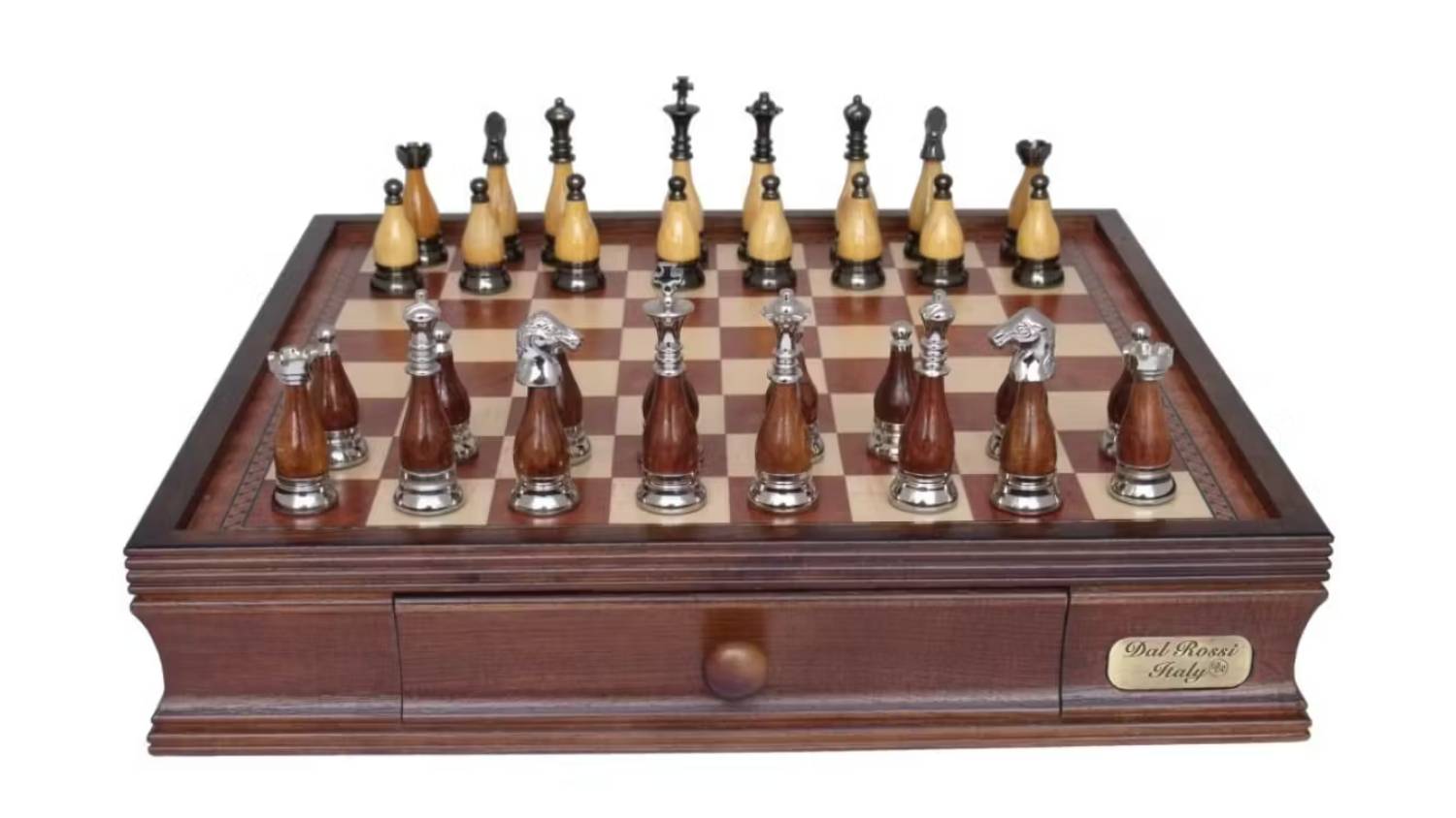 Dal Rossi 16" Staunton Metal/Wood Chess Set with Drawers | Harvey ...