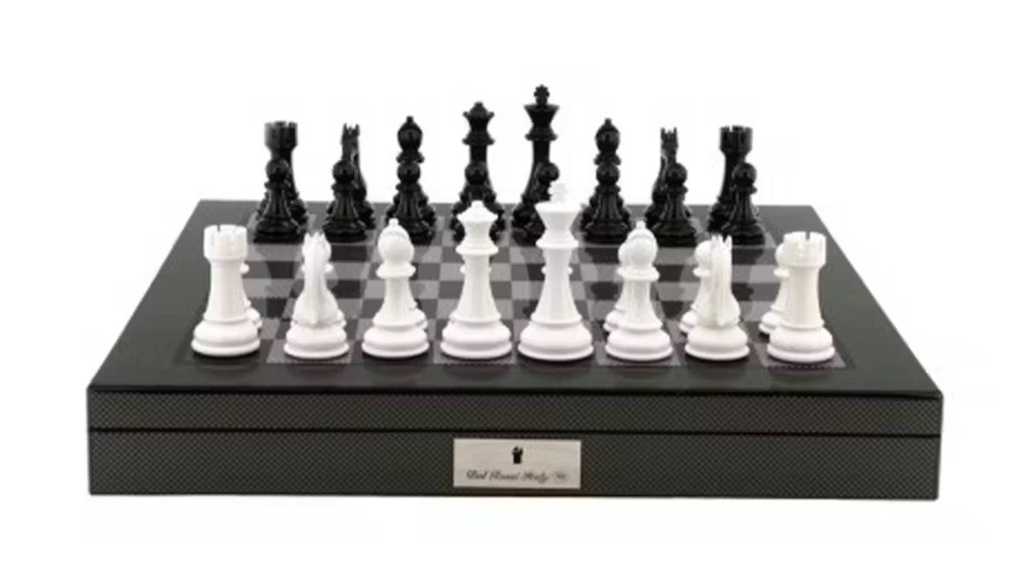 Dal Rossi 20 Inch Black & White Chess Set - Carbon Fibre | Harvey ...