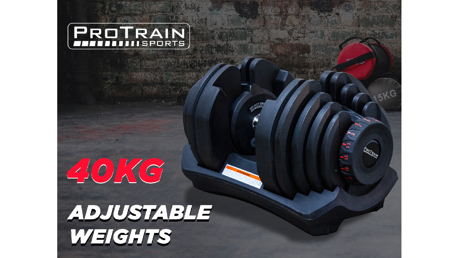 PROTRAIN Adjustable Dumbbell 5-40kg - Black | Harvey Norman New Zealand