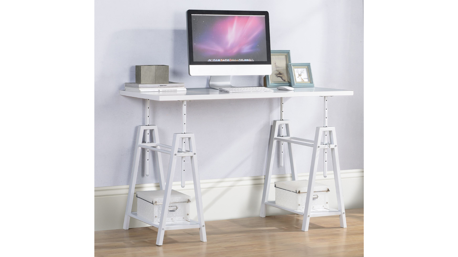 TSB Living Adjustable Metal Frame Desk - White | Harvey Norman New Zealand