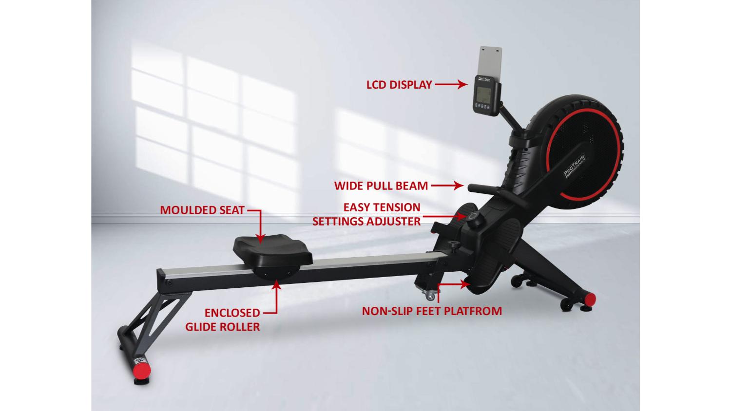 PROTRAIN Air + Magnet Resistance Rowing Machine - Black | Harvey Norman ...