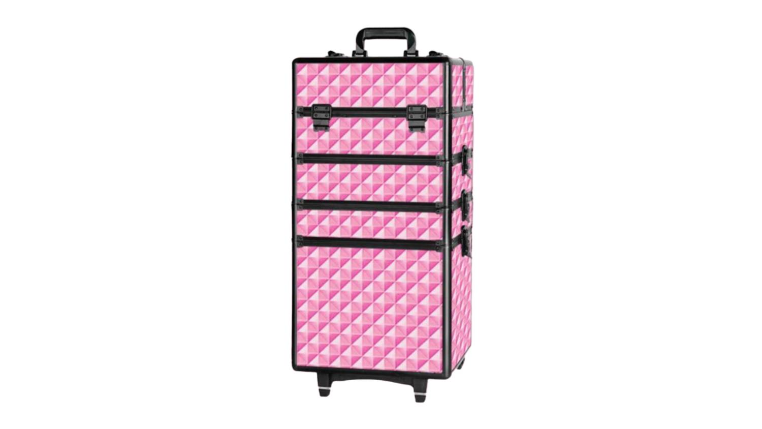 TSB Living Portable Makeup Trolley with Wheels, Travel Handle - Pink ...
