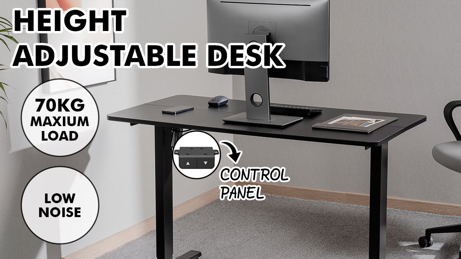 TSB Living Height Adjustable Desk - Black | Harvey Norman New Zealand