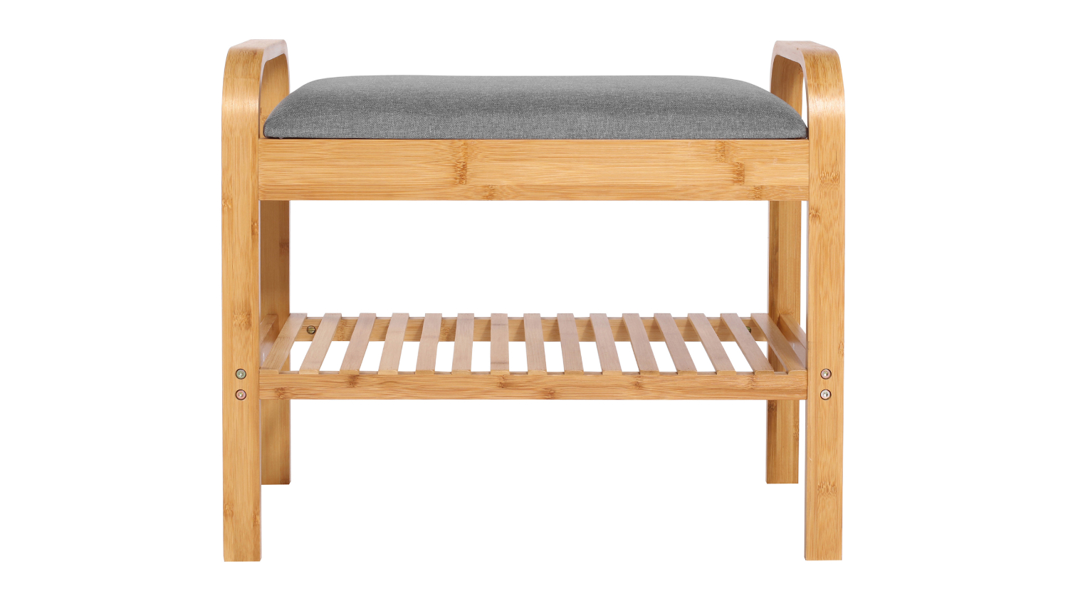 Sherwood Natural Bamboo Shoe Rack with Padded Seat, Handles | Harvey ...