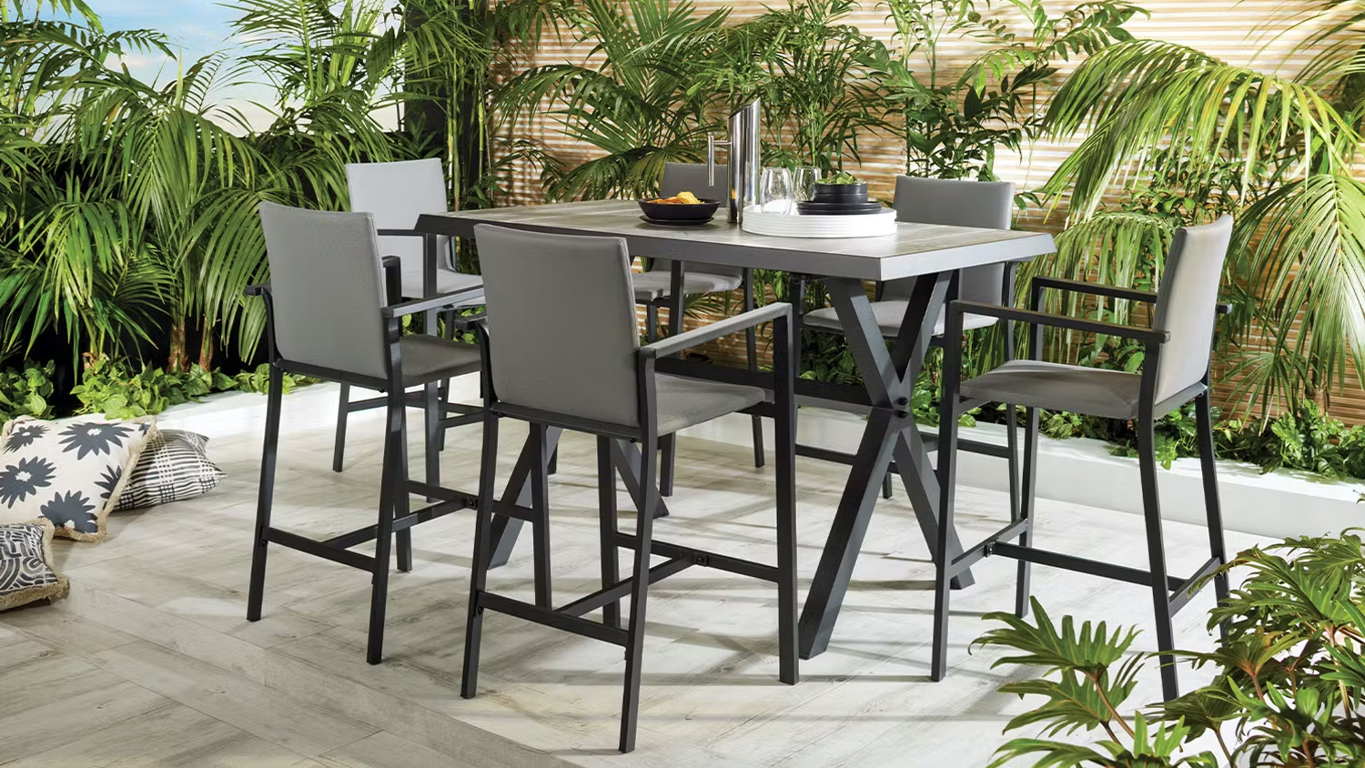 Brunei 7 Piece Outdoor Bar Setting - White | Harvey Norman New Zealand