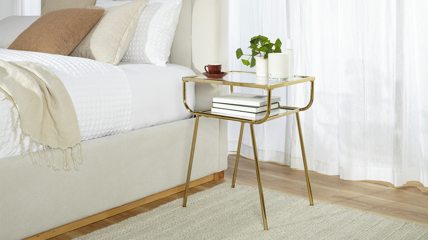 Gold and glass bedside table store
