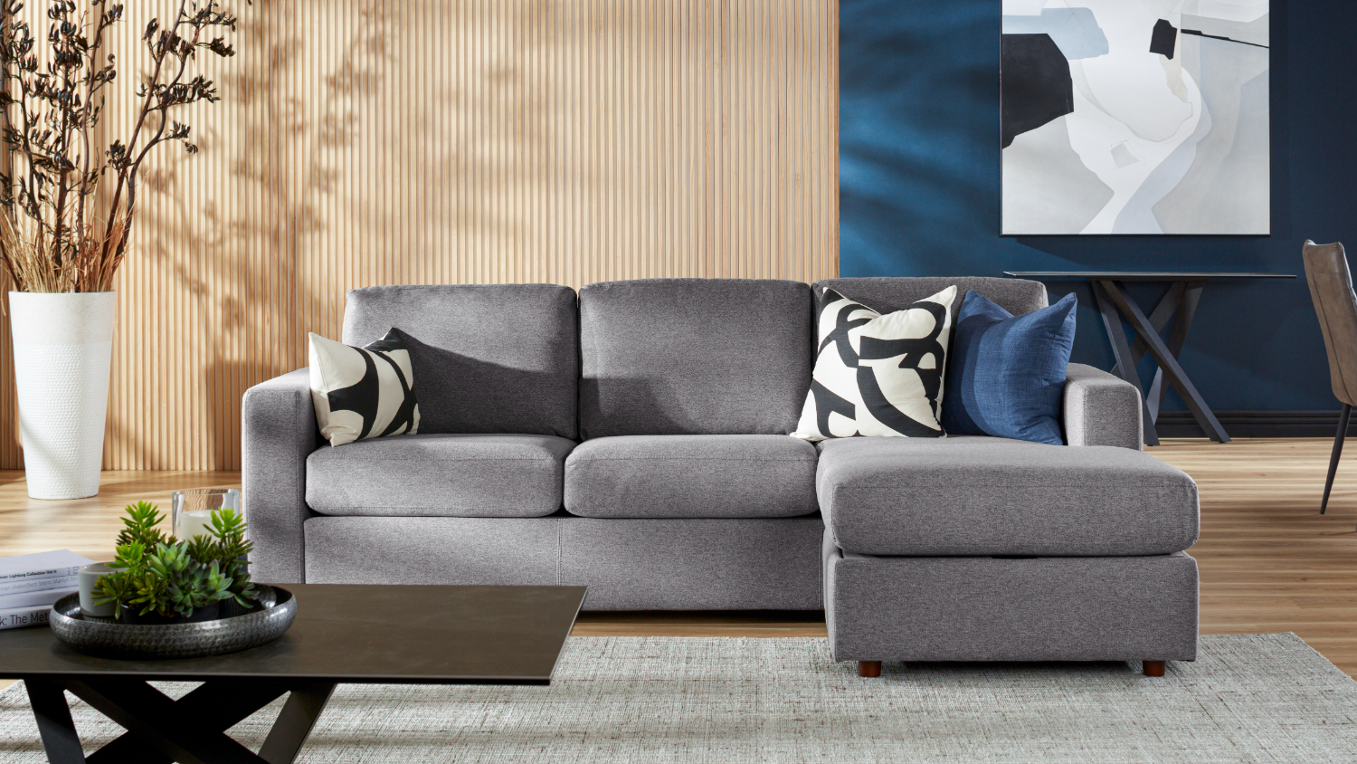 Milan 3 Seater Storm Sofa with Chaise Harvey Norman New Zealand